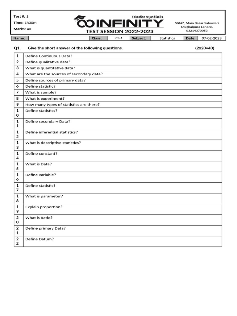 CH 1 Stat 1st Year | PDF