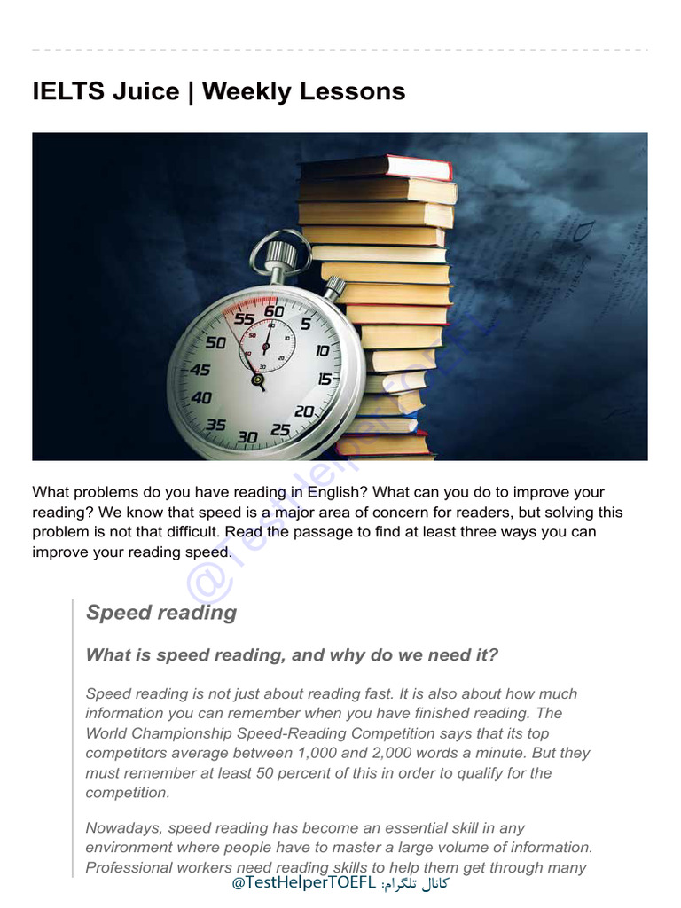 How to improve your reading speed | PDF | Speed Reading | Cognitive Science