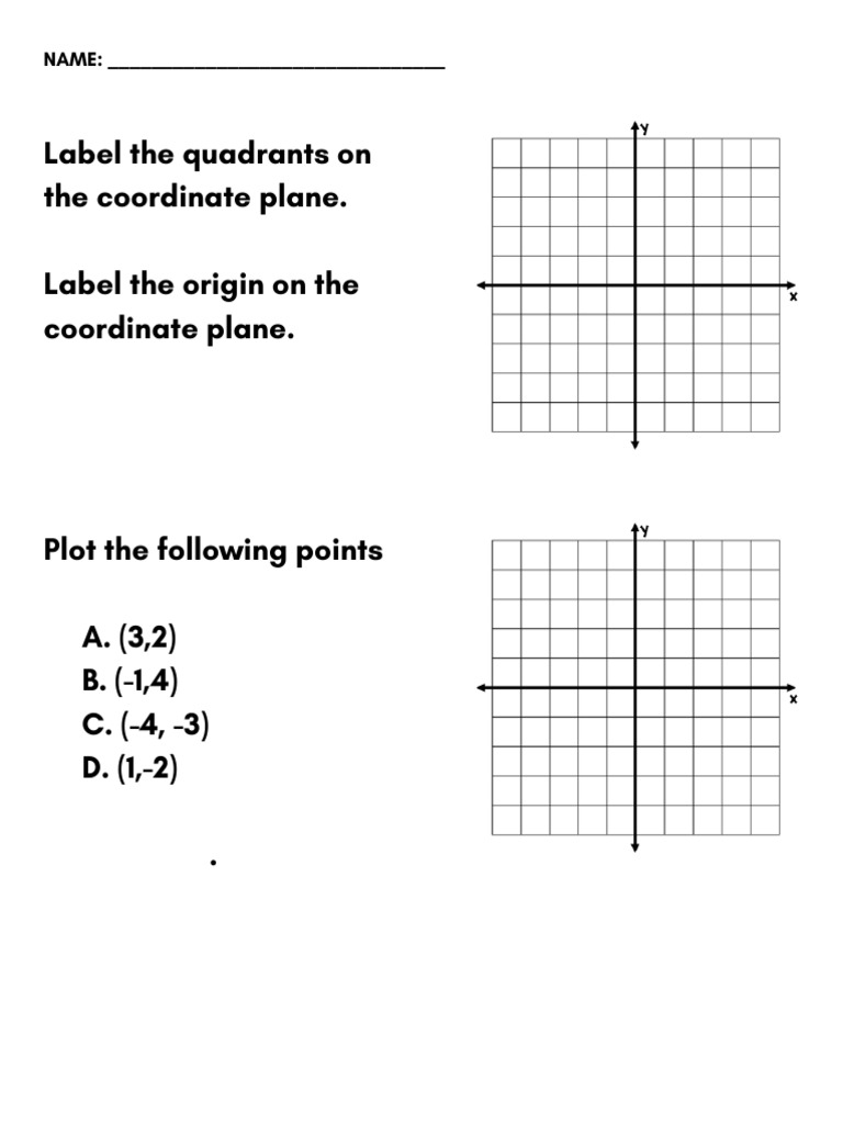 Graph Paper Coordinate Plane Worksheet | PDF