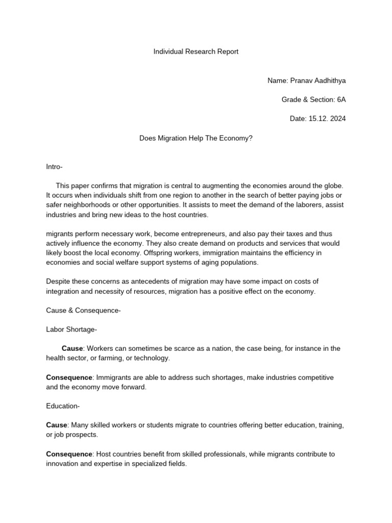 Individual Research Report Examples | PDF