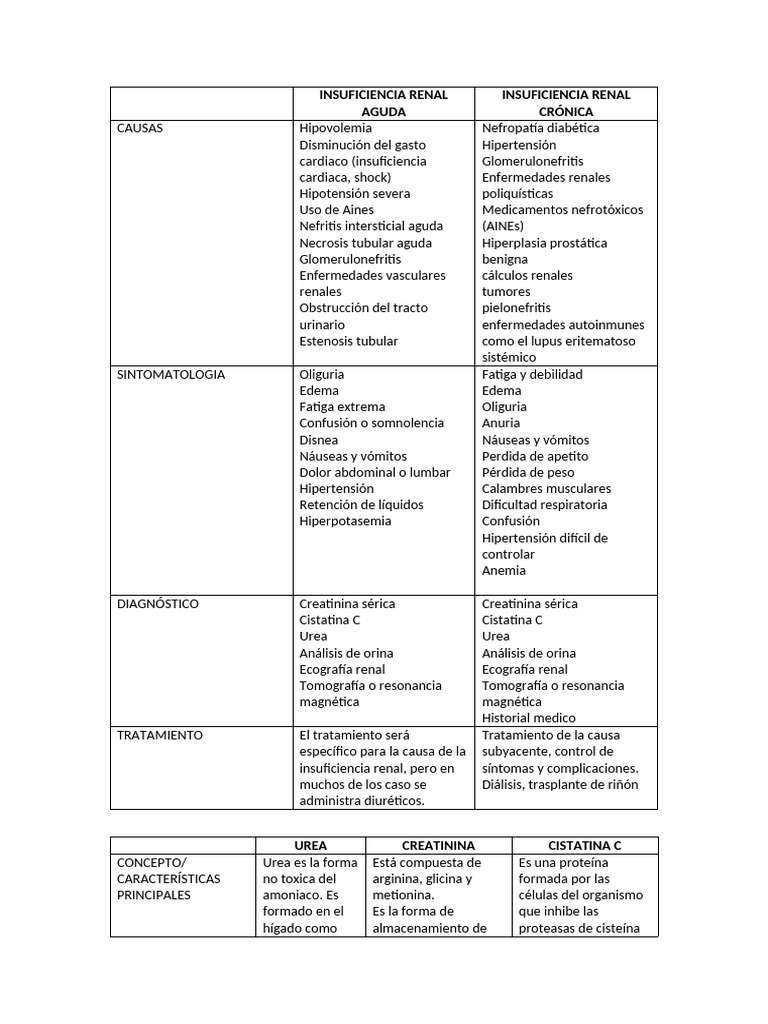 Cuadro Comparativo Entre Irc-Ira | PDF | Riñón | Especialidades Medicas