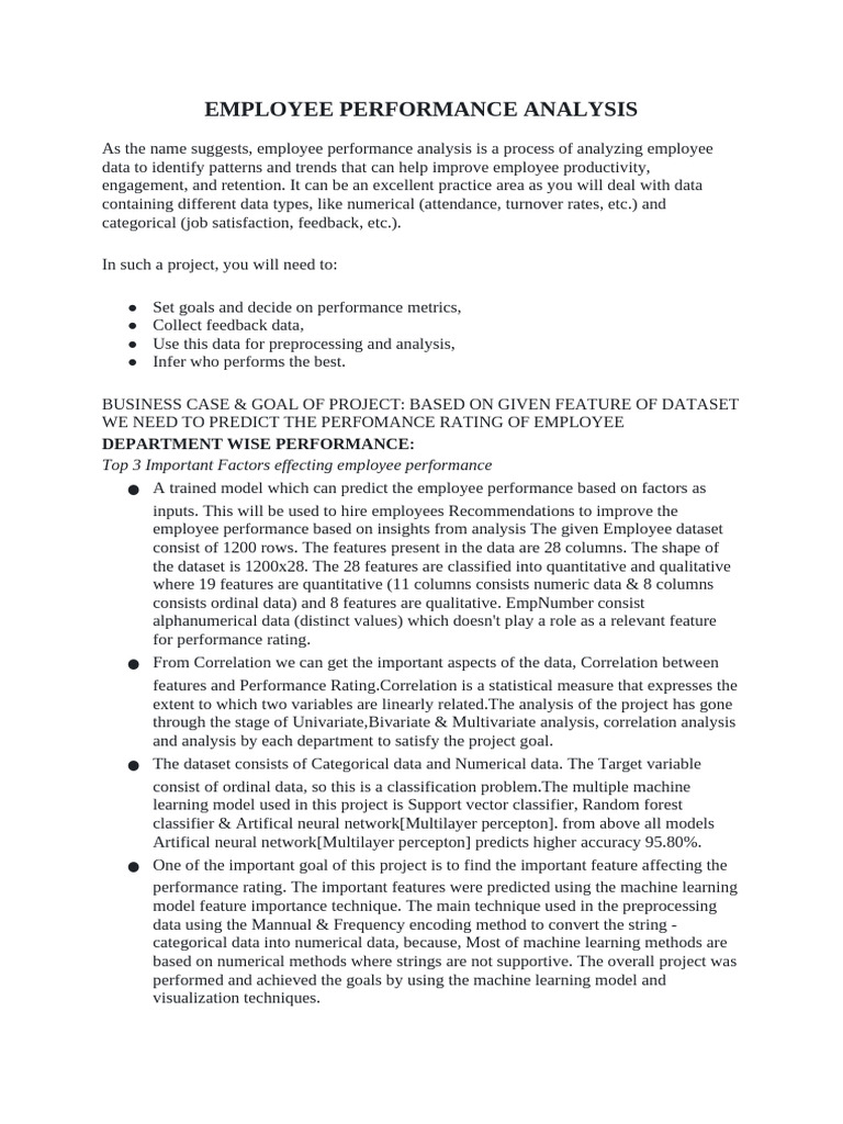 EMPLOYEE PERFORMANCE ANALYSIS | PDF | Statistics | Applied Mathematics