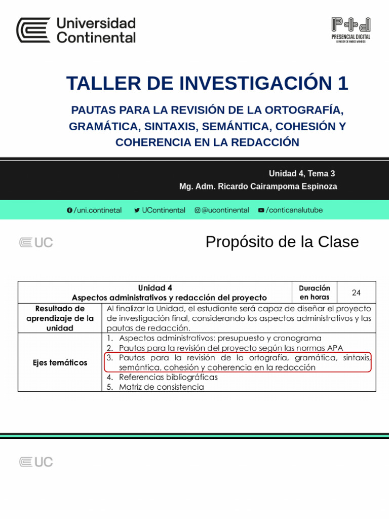 Taller 1 - Para la plataforma - Unidad 4, Tema 3 - Pautas para la ...