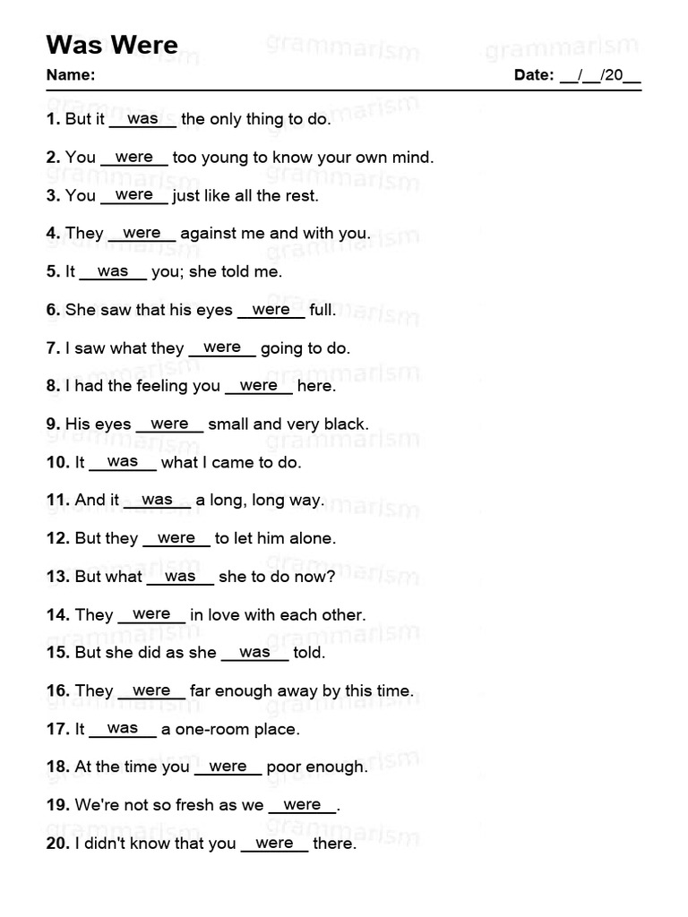 Grammarism Was Were Test 7 Solved 15124210 | PDF