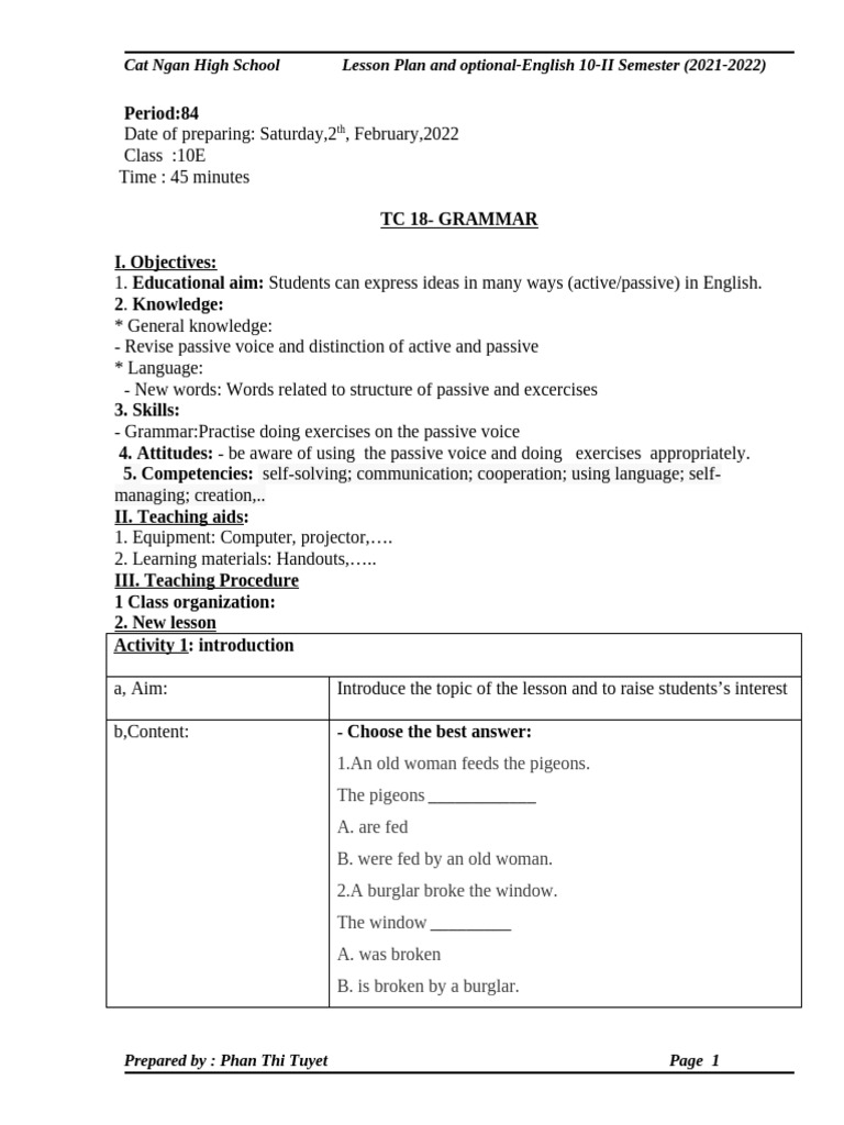 K10-Ky II2-2022 | PDF | Lesson Plan | Vocabulary