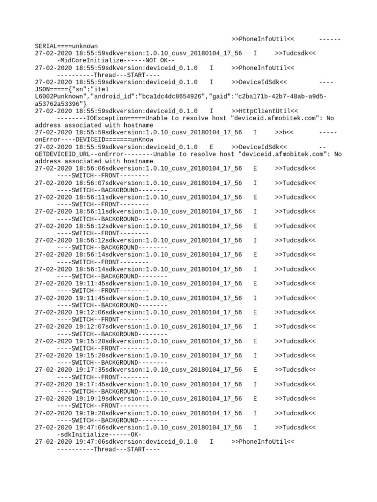 Device ID SDK Log Analysis | PDF