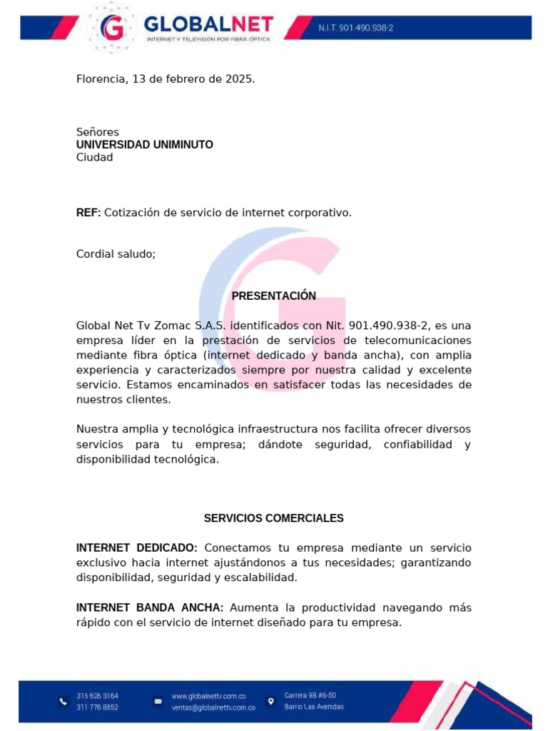 Cotizacion Universidad Uniminuto | PDF | Internet | Banda ancha
