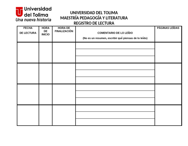 Registro de Lectura | PDF