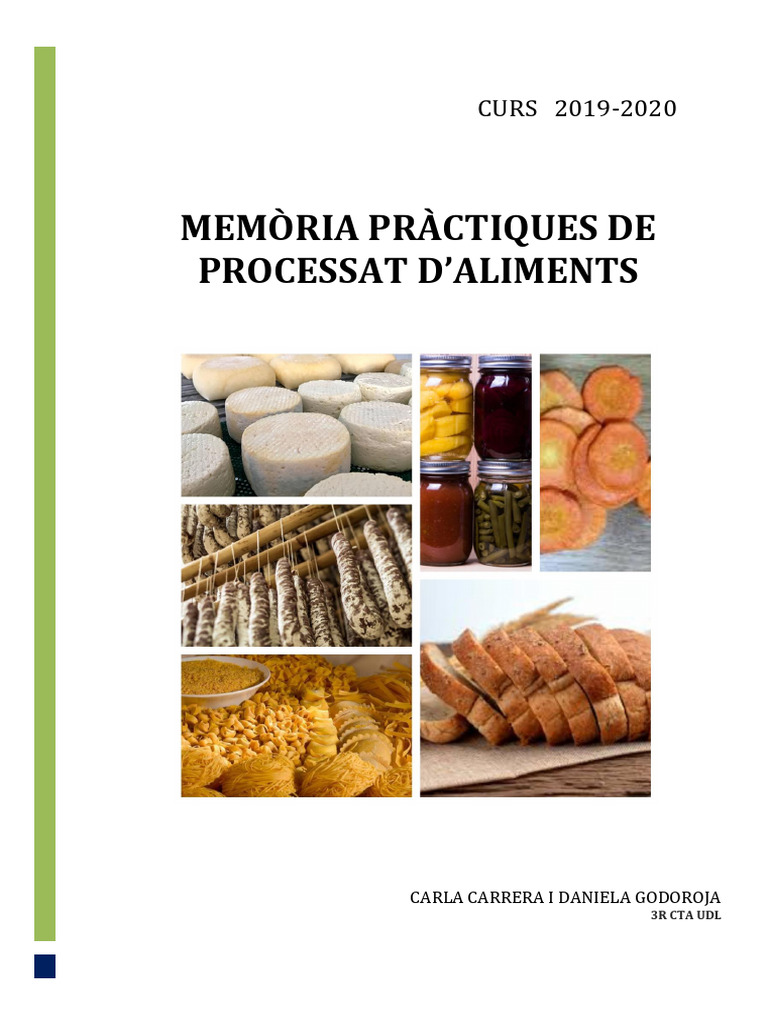 Memòria Pràctiques de Processat D - Aliments | PDF
