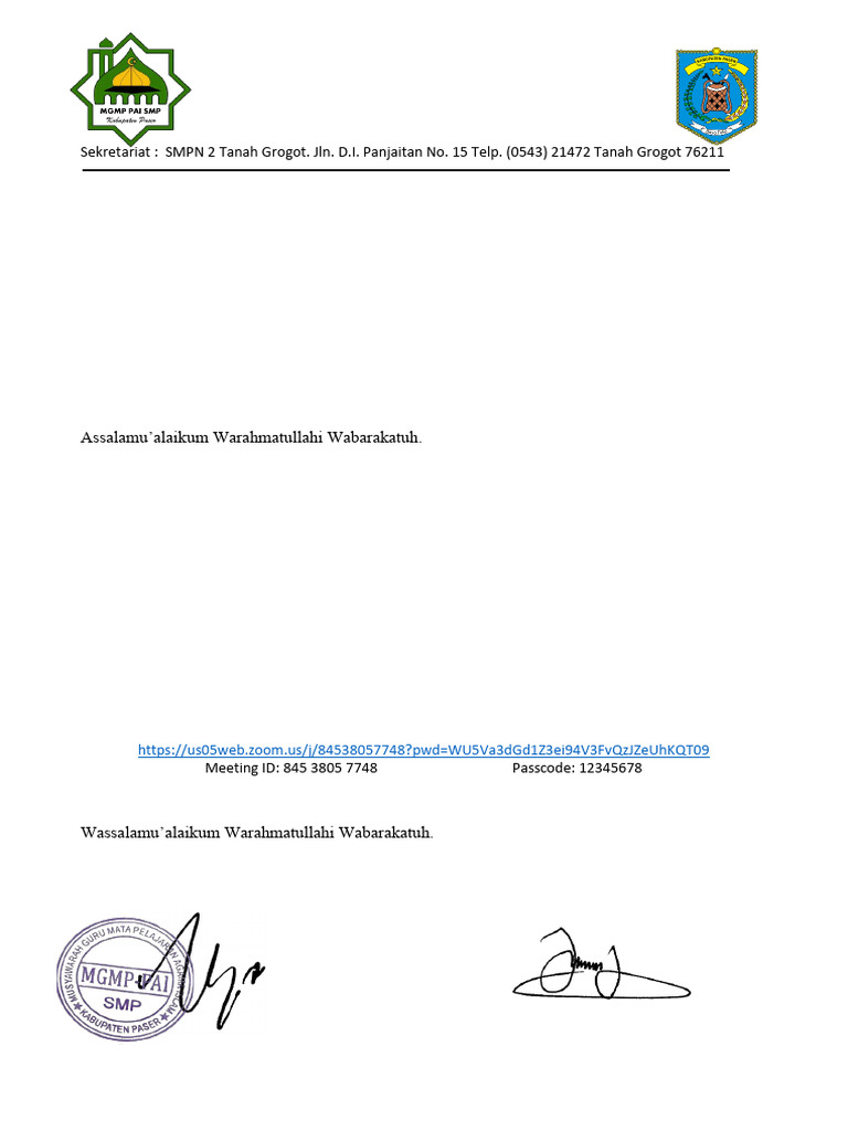 Undangan MGMP 6 Feb 2021 | PDF