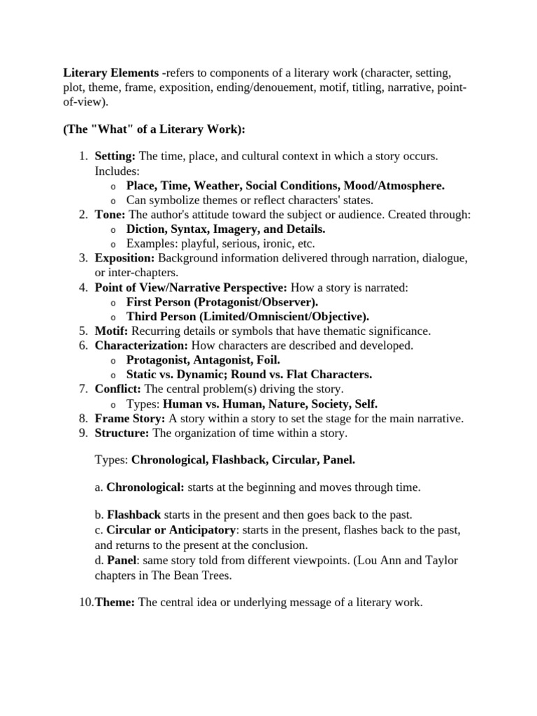 Literary Elements and Devices | PDF | Narration | Narrative