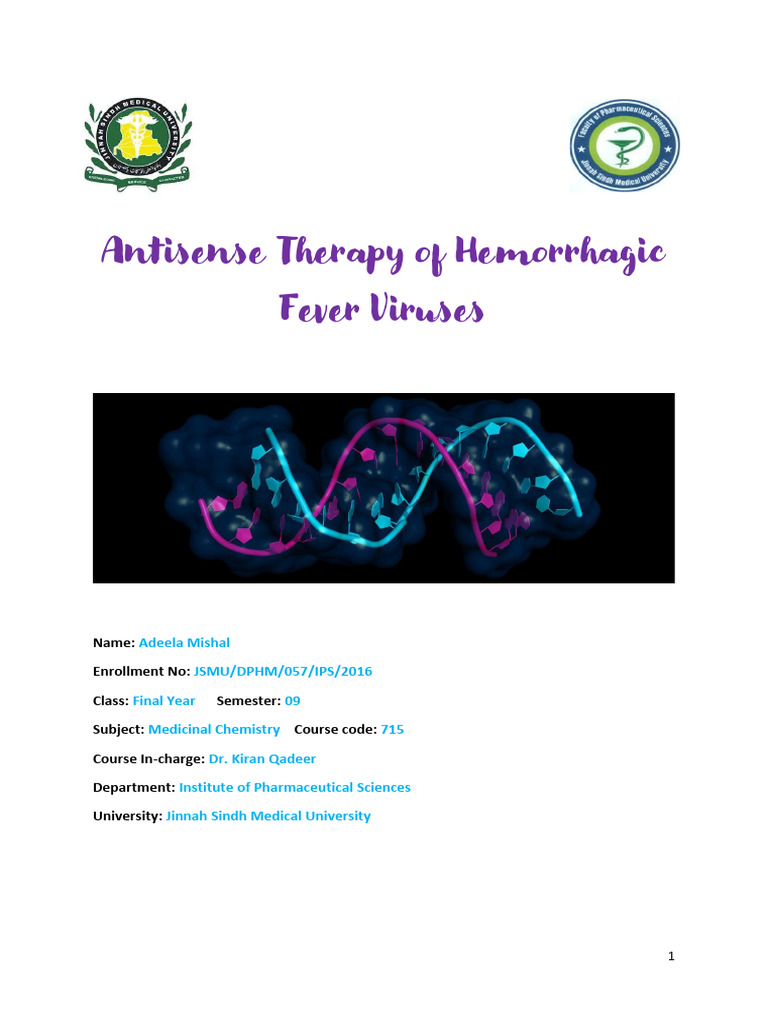 Antisense Therapy of Hemorrhagic Fever Viruses 1 | PDF | Virus | Sense (Molecular Biology)