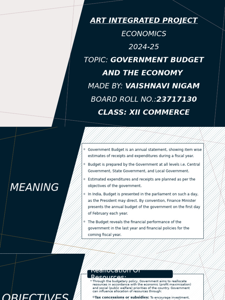VAISHNAVI ECO PPT | PDF | Government Budget | Government Budget Balance