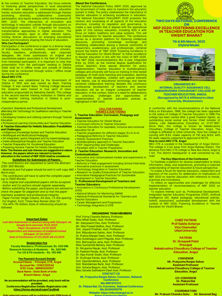 NKC CTE Angul Final Brochure National Conference 2025 | PDF | Teacher ...