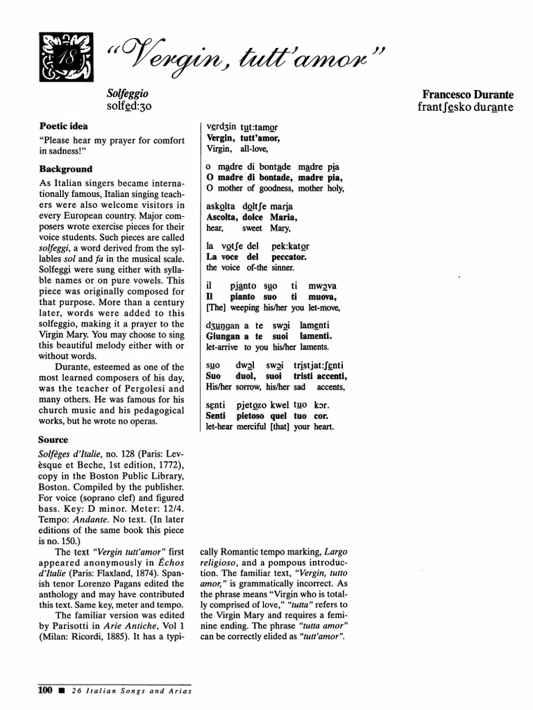 Vergin, Tutt - Amor (D Minor, Paton) | PDF