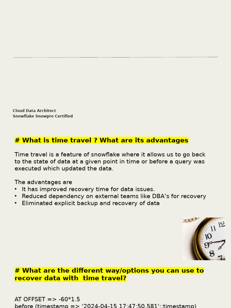 Snowflake - Time Travel | PDF