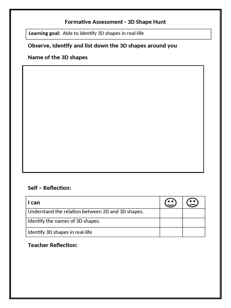 3D Shape Hunt Assessment Guide | PDF