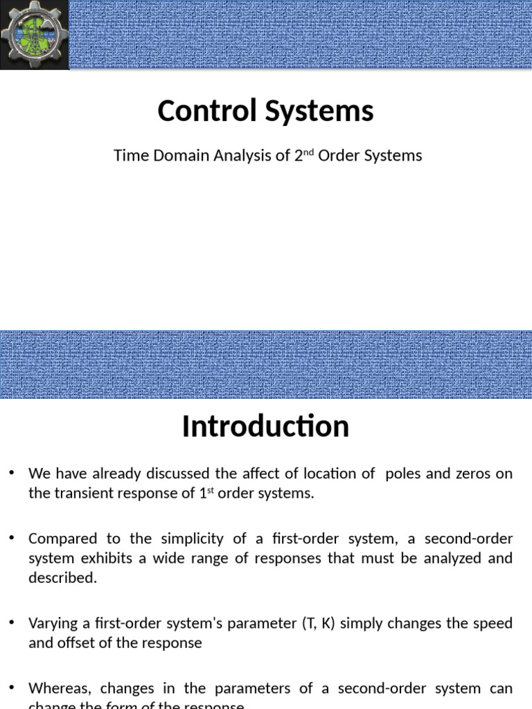 Lecture 6 - Time - Domain - Analysis - of - 2nd - Order - Systems | PDF | Damping | Mechanics