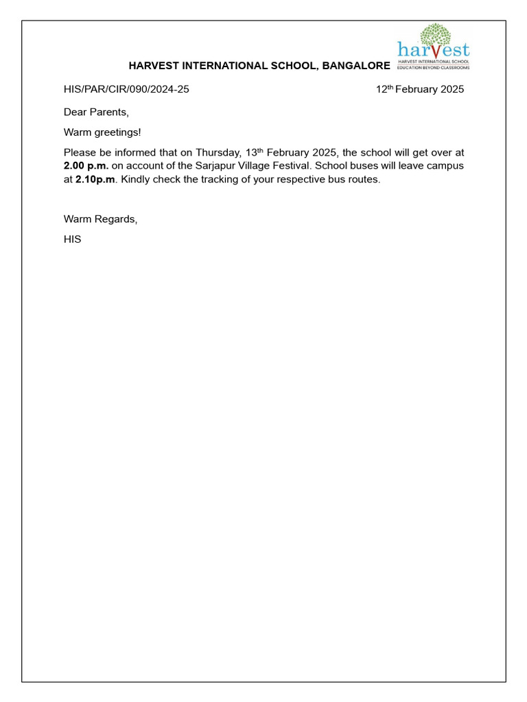 Early Dispersal - 13th February 2025 | PDF