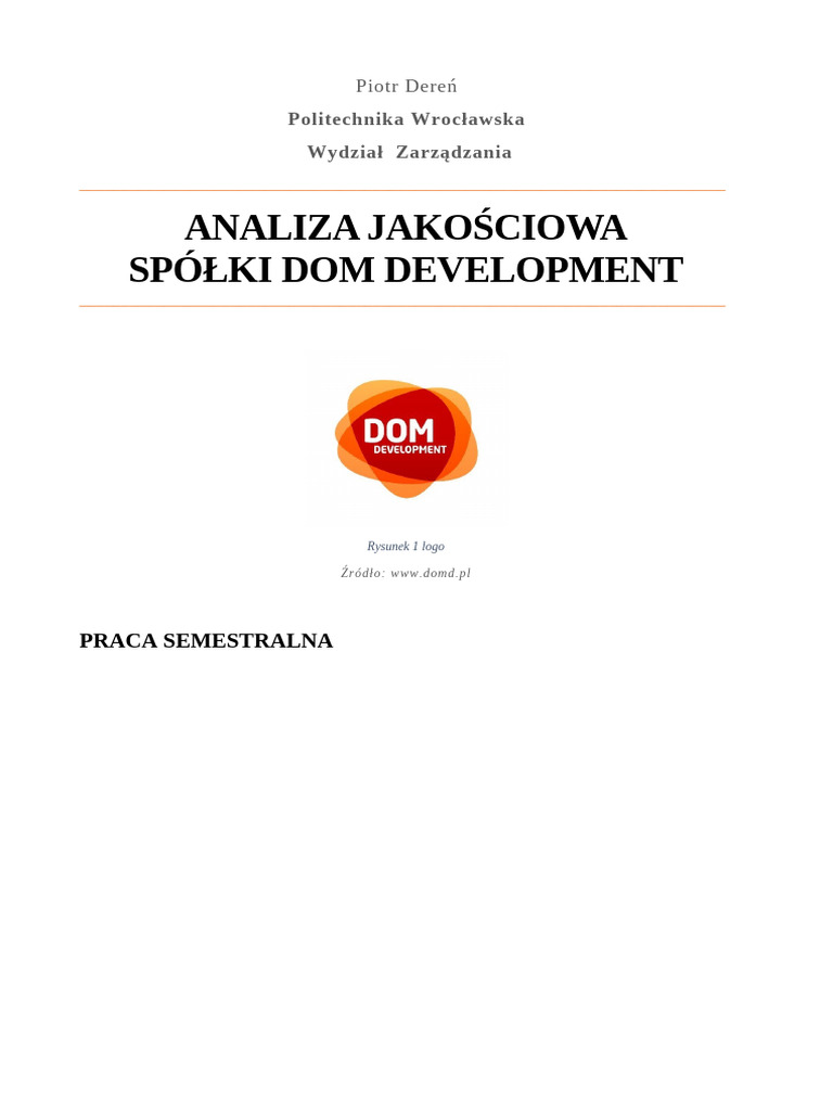 Analiza Ekonomiczna Decyzji Biznesowych DomDev | PDF