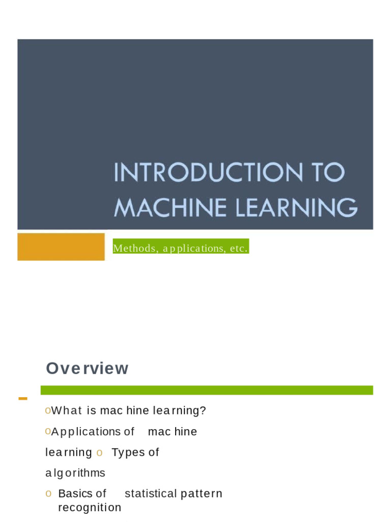 PPT on Machine Learning | PDF | Artificial Intelligence | Intelligence ...