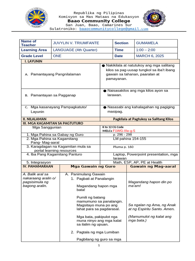 T. Juvylin 4th Quarter COT- SALITANG KILOS.docx edited (1) | PDF