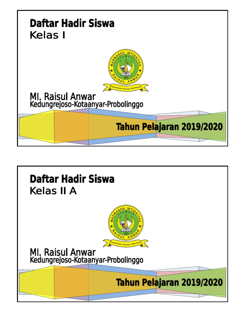 Cover Daftar Hadir Siswa 2020 | PDF