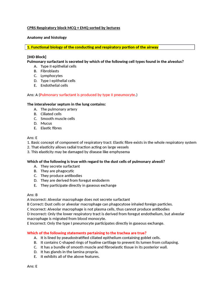 CPRS_Respiratory_block_MCQ___EMQ_sorted_by_lectures.docx | PDF ...