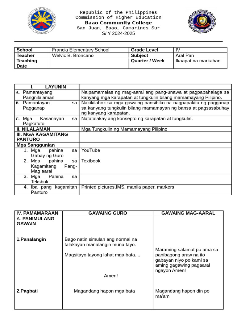 3rd Shifting DLP (Aral Pan) | PDF