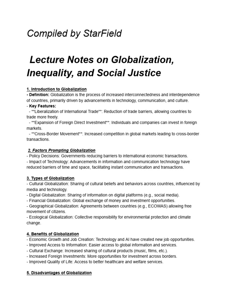 SOC 101 - Lecture note week 7 - StarField | PDF | Economic Inequality ...