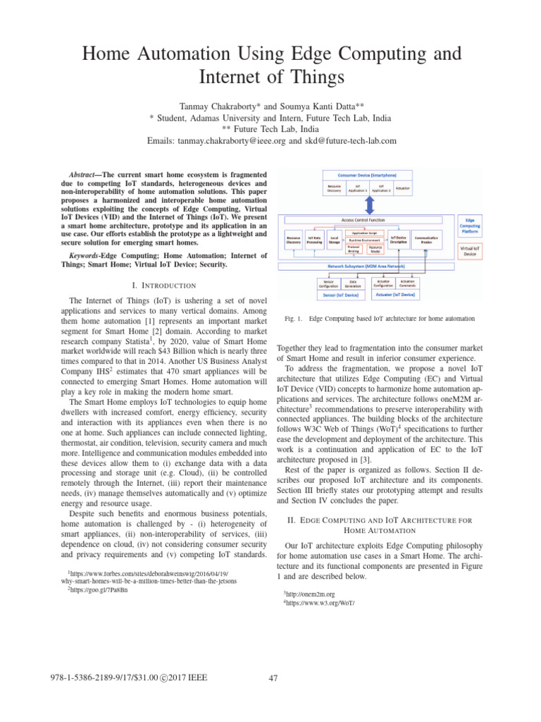 Home Automation Using Edge Computing and IOT | PDF | Internet Of Things ...