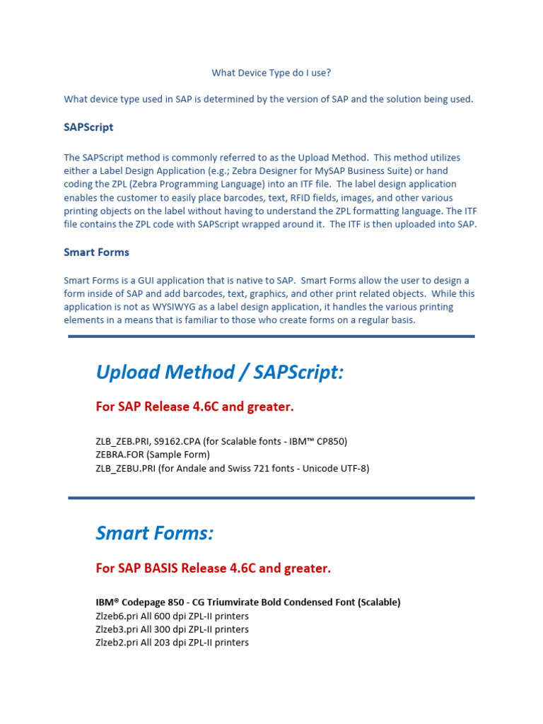 What Sapdevice Type To Use Rev2 | PDF | Typefaces | Printer (Computing)