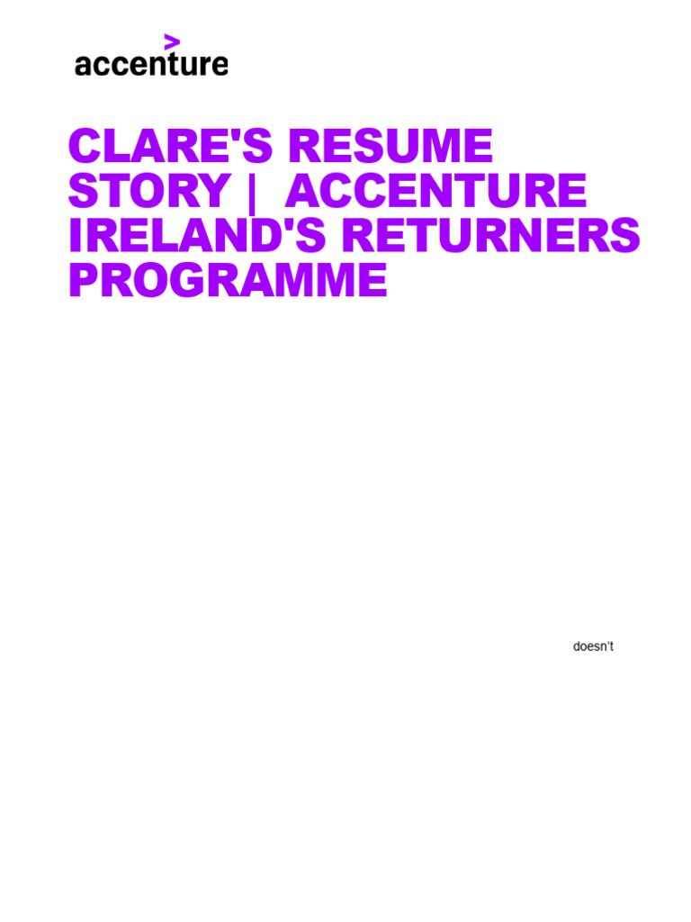 Accenture Resume Returners Programme Video Transcript | PDF