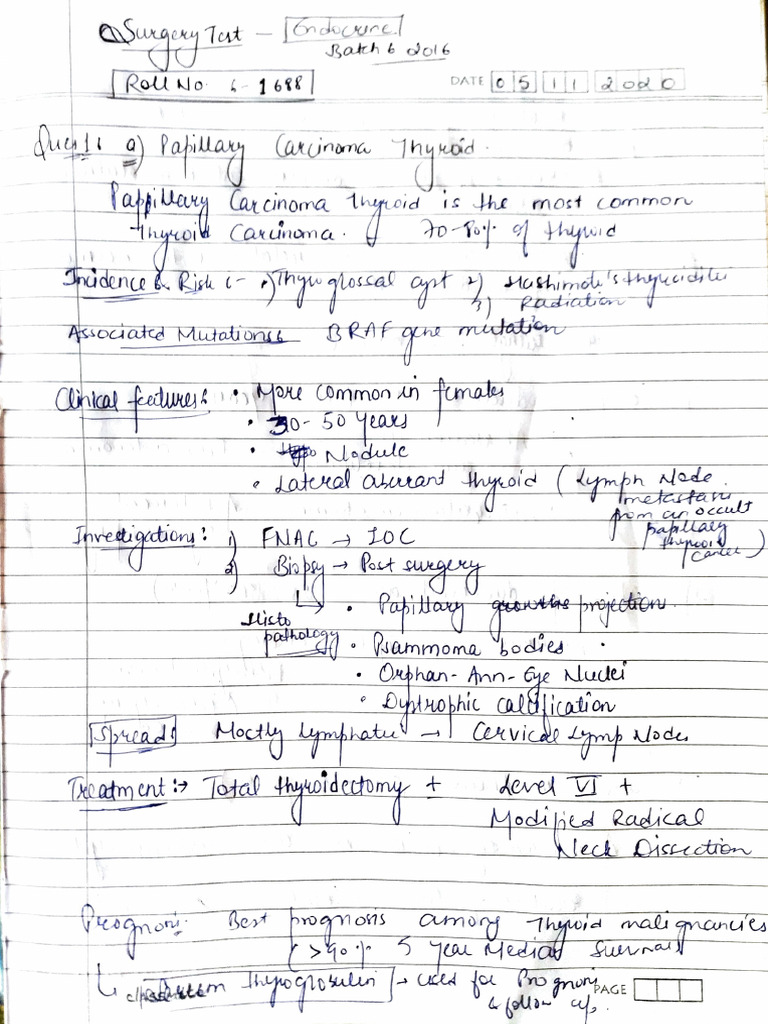 Roll No 1688 Surgery Endo Test | PDF | Neoplasms | Cancer