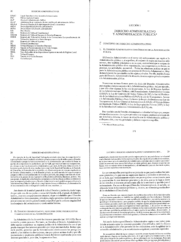 Leccion 1, Derecho Admin y Admin PÃºblica, DERECHO ADMIN, Conceptos Fundamen | PDF