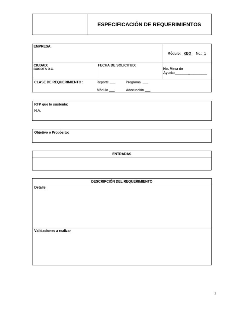 Formato Requerimientos | PDF