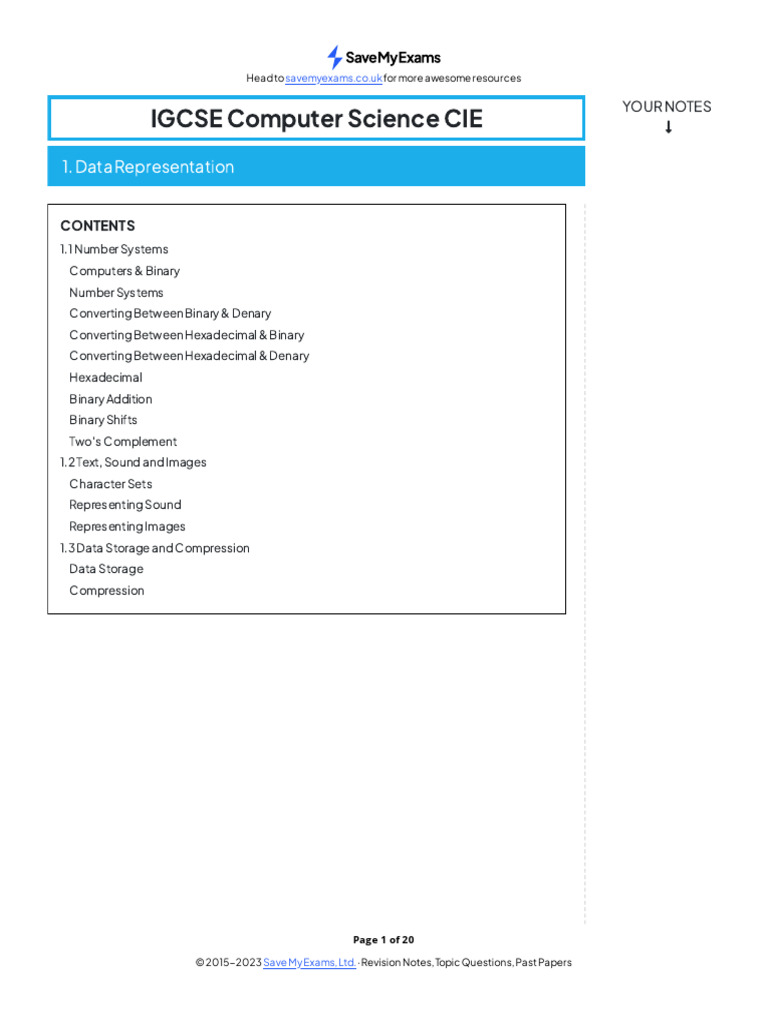 CS chapter 1 notes | PDF | Data Compression | Digital Audio