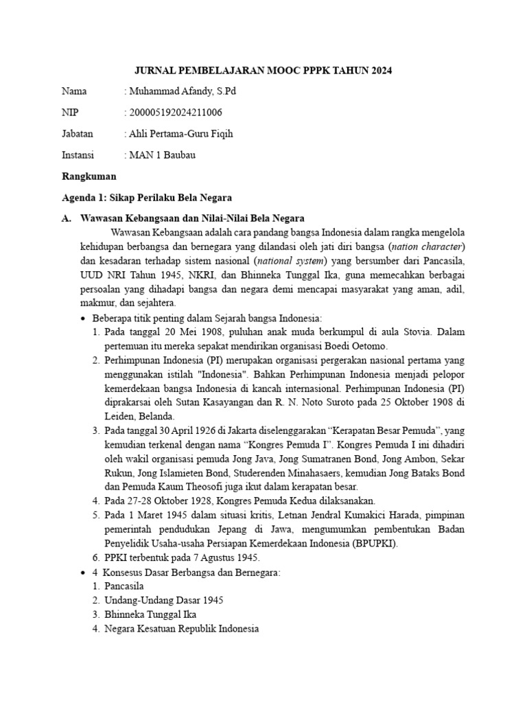 Muhammad Afandy, JURNAL PEMBELAJARAN MOOC PPPK TAHUN 2024 | PDF