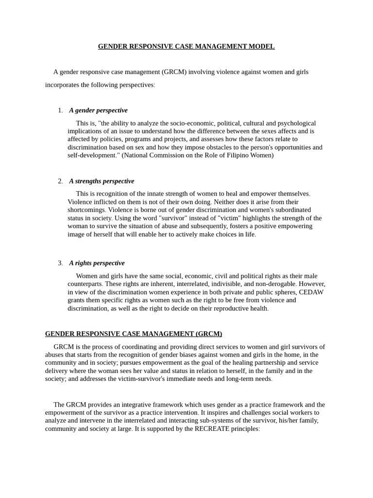 Gender Responsive Case Management | PDF | Violence | Gender