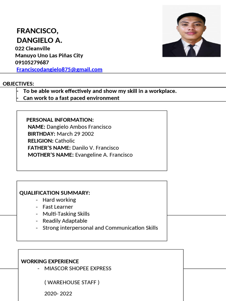 Dangielo Francisco's Resume 2023 | PDF