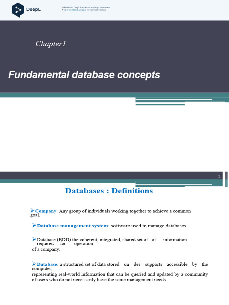 1- Concepts fondamentaux des bases de données en | PDF | Databases | Conceptual Model