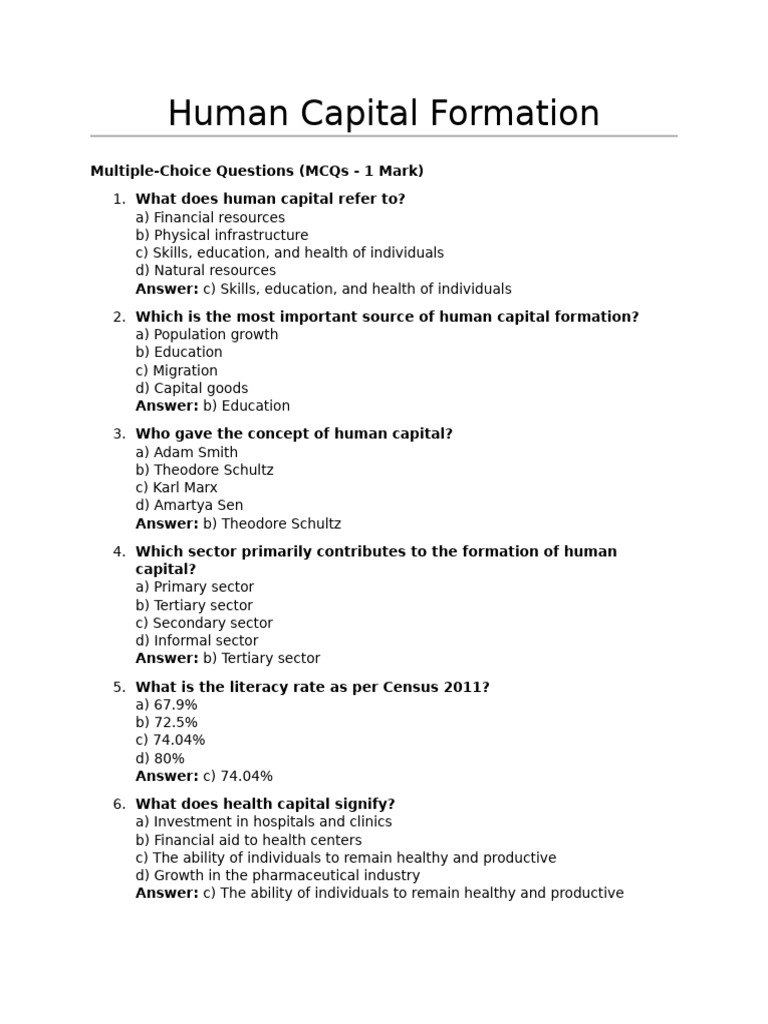 Human Capital Formation | PDF | Human Capital | Economic Growth