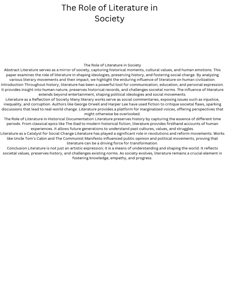 Literature's Impact on Society and Change | PDF