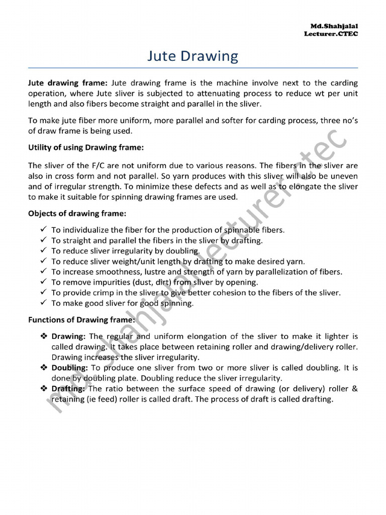 Jute Drawing Frame IMG | PDF