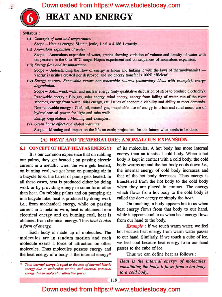 ICSE Class 9 Physics Chapter-06-Heat and Energy | PDF