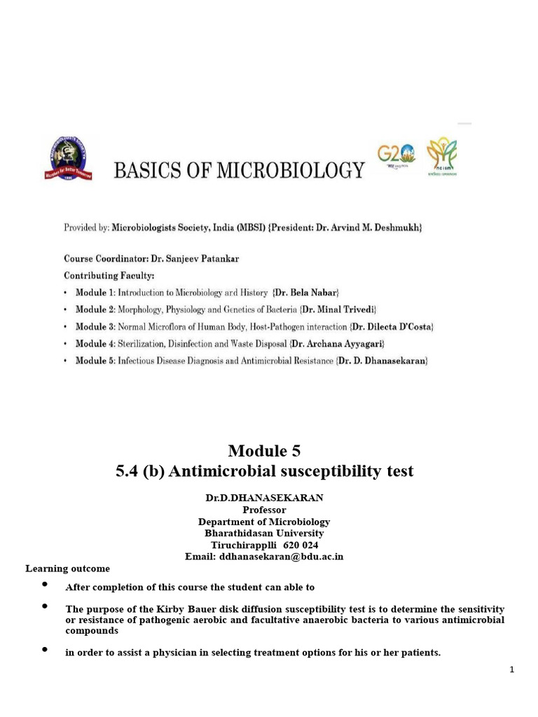 5.4 (B) Antimicrobial Susceptibility Test | PDF | Microbiology