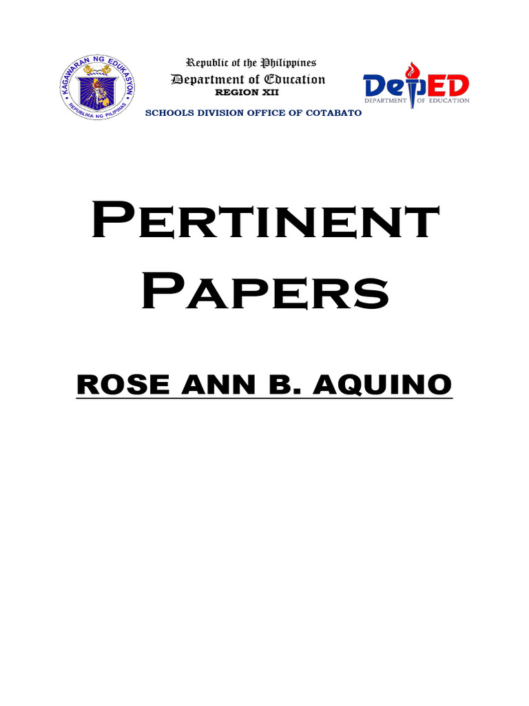 Rose Ann Aquino Teacher Application Papers | PDF