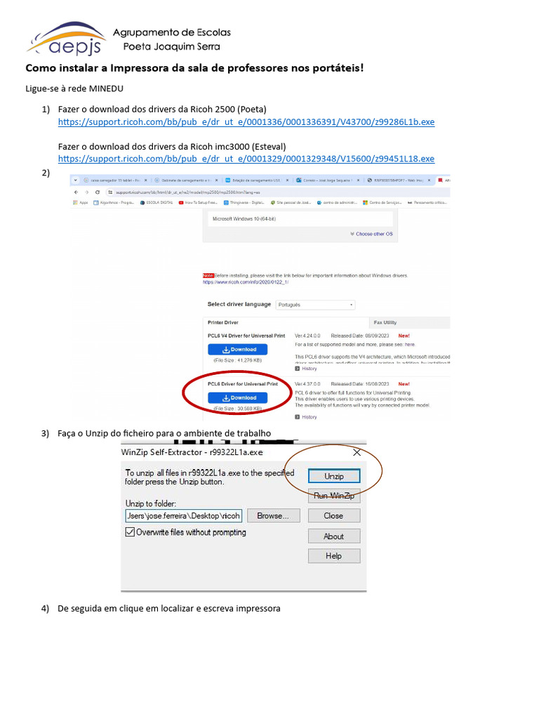 Como Instalar a Impressora Da Sala de Professores Nos Portáteis1 | PDF