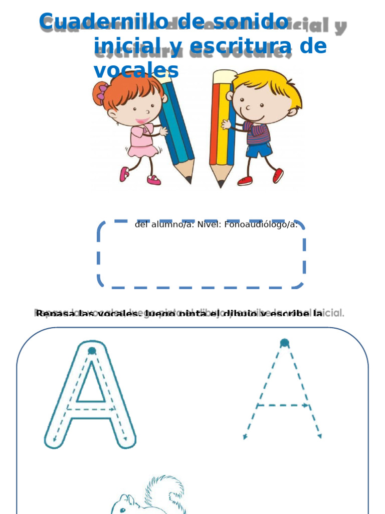 04 Cuadernillo de sonido inicial y escritura de vocales (1) | PDF