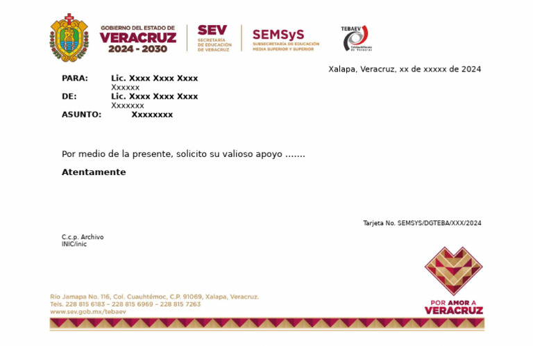 DGTEBAEV-Formato Tarjeta Por Amor A Veracruz | PDF